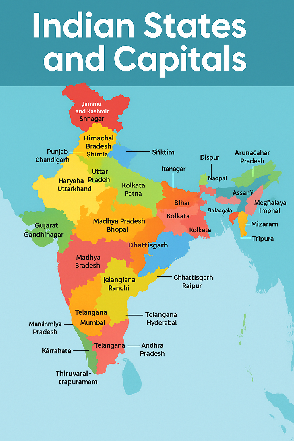 29 States of India with Capital 2025 Updated List